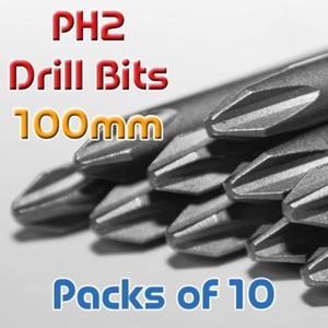 100mm PH2 Phillips Head - IMPACT TOUGH Screwdriver Drill Bit Hex Shank ...