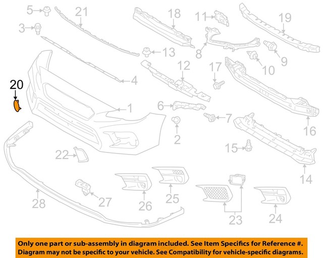 2018 Subaru WRX STI Front Bumper Cover Tow Eye Hole Cap 57731VA320 OEM ...