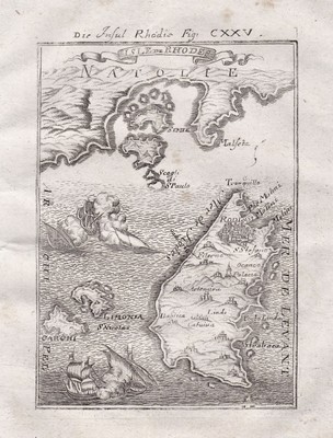 Rhodes Island Greece Map Card Mallet Engraving 1719 | eBay
