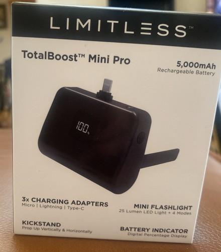 Limitless TotalBoost Mini Pro 5,000 mAh Portable Power Bank Black ...