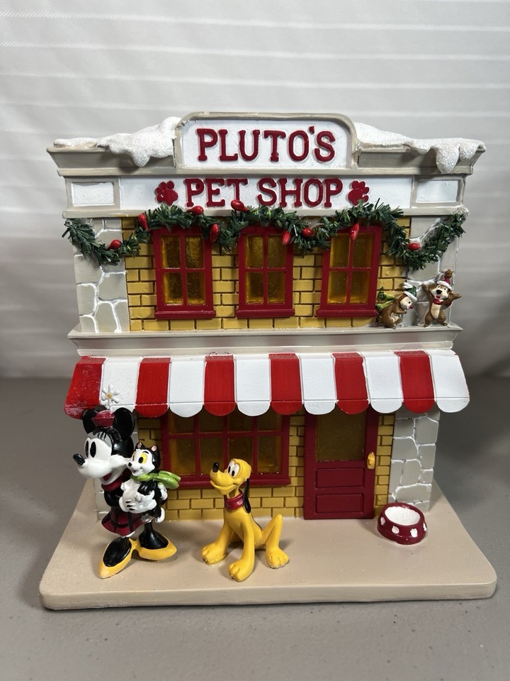 St. Nicholas Square Disney PLUTO'S PET SHOP Illuminated Hand-Painted - NEW/BOX | eBay