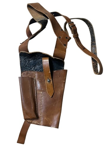Vintage Leather Shoulder Holster For Toy Cap Gun Brown Leather Strap ...