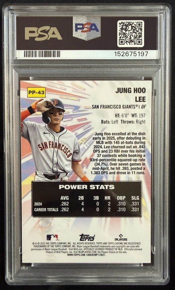 2025 Topps Chrome Update Jung Hoo Lee Power Players Red #2/5 PSA 10 POP ...