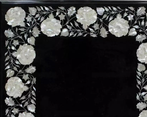 15" MOP Inlay Border Design Inlay Coffee Table Top Handcrafted Patio ...