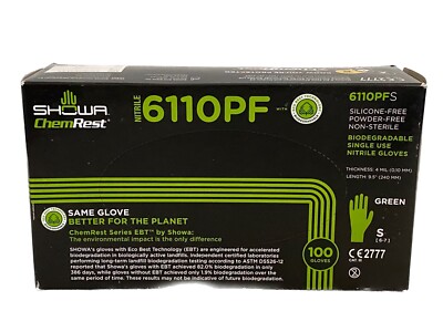 (100/Pk) SHOWA Disposable ChemRest Nitrile Gloves Size Small Green ...