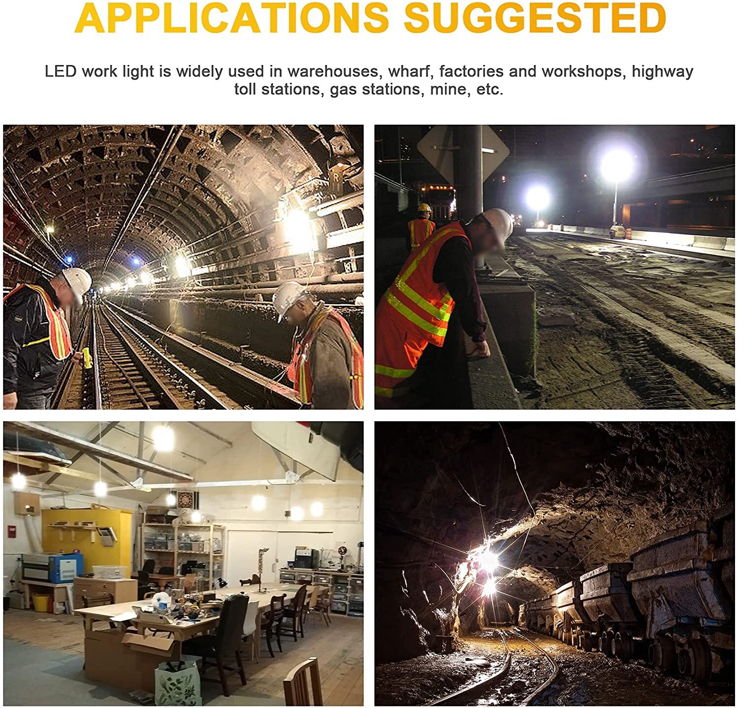 150W LED Temporary Hanging Portable Work Light with 10ft Cord US Plug ...