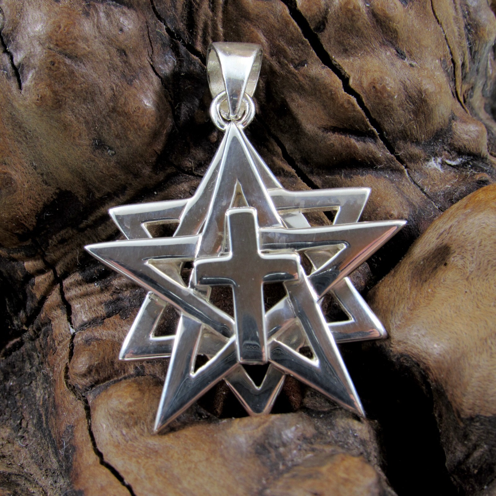 Solid 925 Sterling Silver Intertwined Star of David Cross Pendant ...