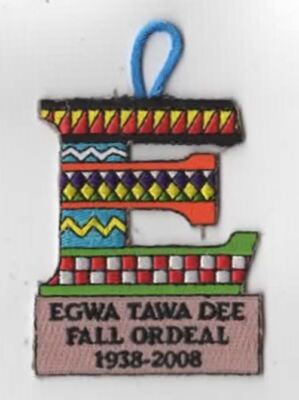 OA Egwa Tawa Dee Lodge 129 1938-2008 Fall Ordeal BLK Bdr. AAC 92 ...