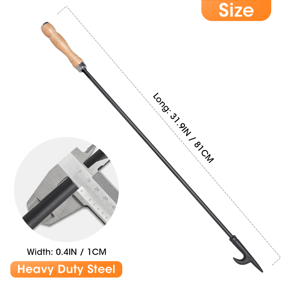Heavy Duty Steel Long Fire Pit Poker Stick Fireplace Wood Stove ...