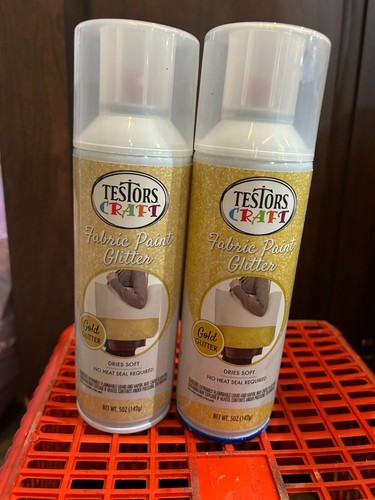 NOS 2-pack lot Testors Craft 5 oz Glitter GOLD Fabric Spray Paint ...