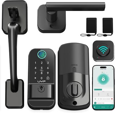 Fingerprint WiFi Front Door Lock Set Keyless Entry Smart Digital Keypad ...