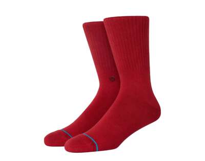 Stance Icon Classic Crew Crimson Red Socks M311D14ICO-CRI | eBay