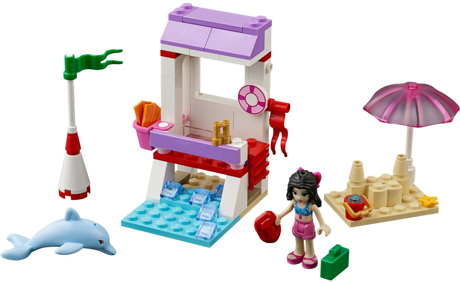 * LEGO FRIENDS Emma's Lifeguard Post Set Dolphin Sandcastle 41028 EUC ...