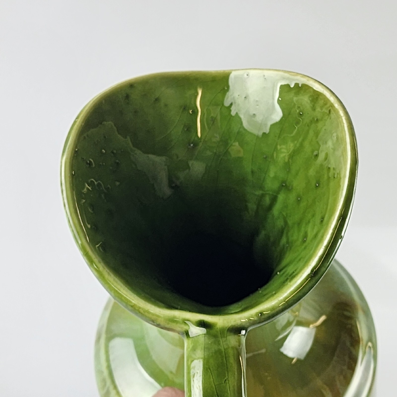 MCM Royal Haeger 12" Tall Pitcher Drip Glaze Green and Yellow Gold w ...