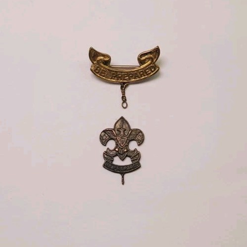 Vintage Boy Scout BSA Second Class Scout BE PREPARED Ribbon Pin Badge ...