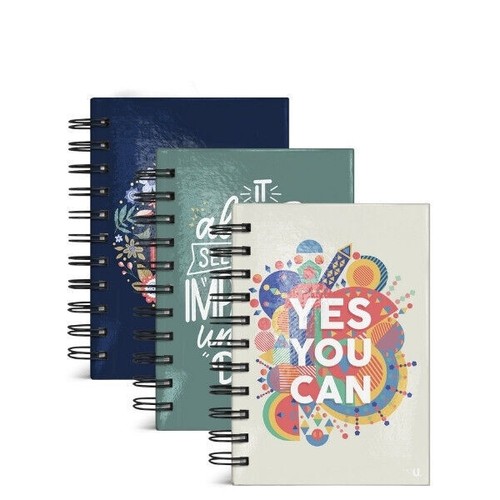 A6 Quote Hardback Spiral Notebook Lined Ruled Planner Writing Pad Notes ...