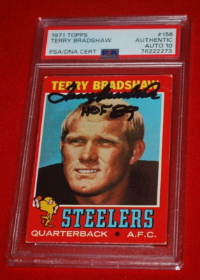 Terry Bradshaw Steelers Signed 1971 Topps Rookie Card RC PSA 78222273 ...