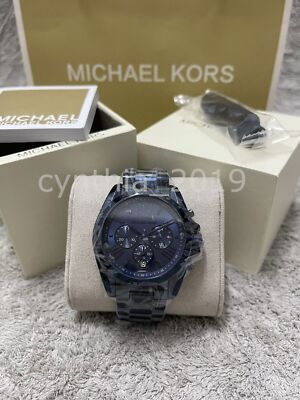MICHAEL KORS MK6248 Bradshaw Navy Blue Tone Chronograph 43mm Wrist ...