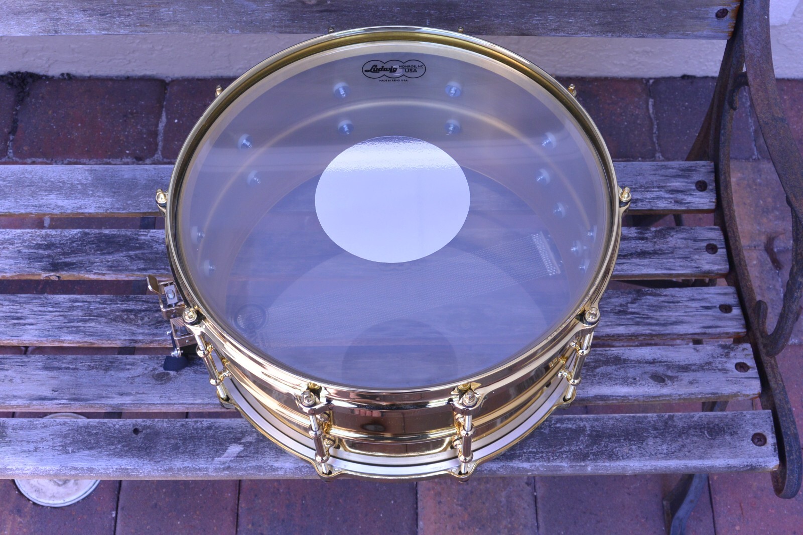 1 of 30! LUDWIG 6.5" SEAMLESS SPUN BRASS SHELL SNARE DRUM weighs 9 LBS ...