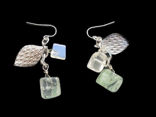 Silver Crystal Leaf Design Glass Stone Earrings (080) | eBay UK