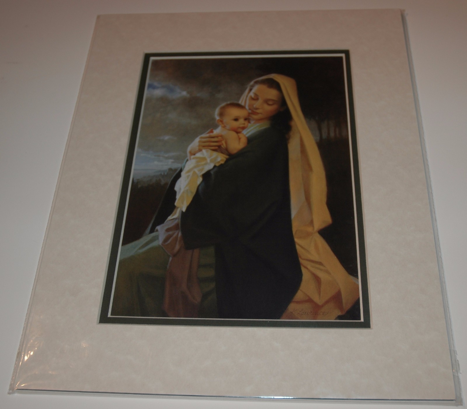 Kathy Lawrence TREASURED IN HER HEART - 20x16 double matted art, Mary ...