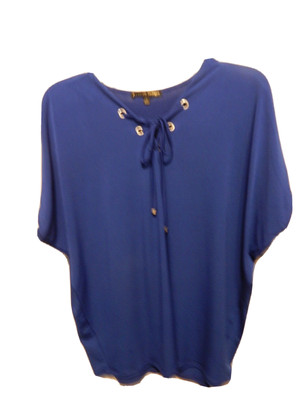 Always Indigo, large, Royal blue s/s laced up , polyester blend | eBay