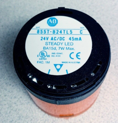 ALLEN-BRADLEY 855T-B24TL5 24VAC AMBER STEADY LED LIGHT STACK WOW!! | eBay