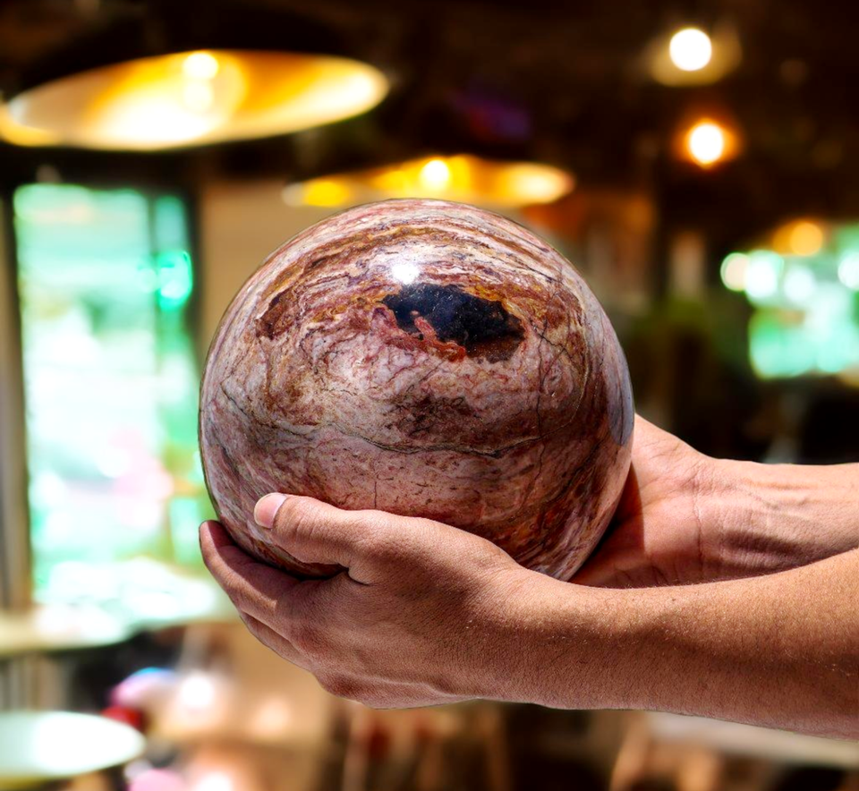 170MM Pink Rosetta Jasper Crystal Healing Ball Chakra Energy Gemstone ...