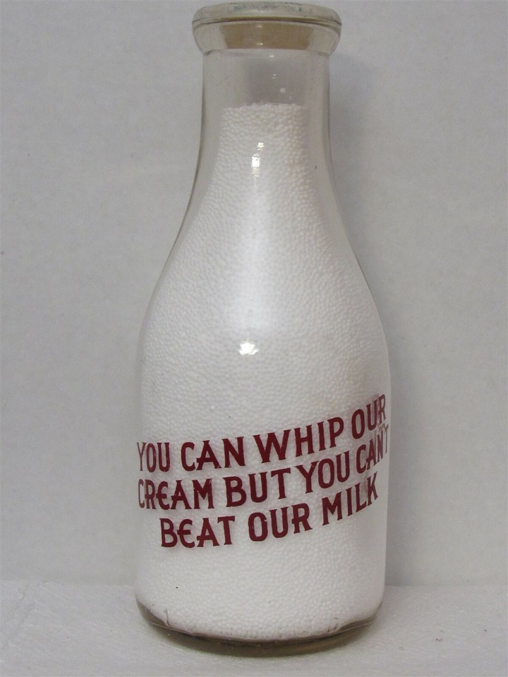 TRPQ Milk Bottle Valley Brook Dairy Whip Our Cream Can't Beat R Milk ...