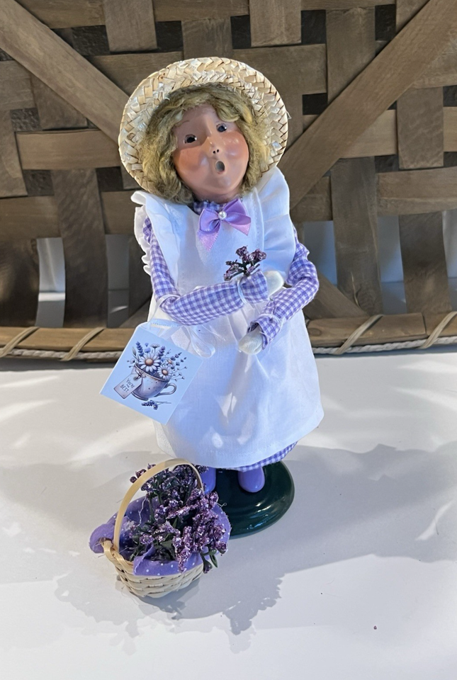 Byers Choice Girl Summer White Apron, Violet Dress, Basket Of Flowers ...