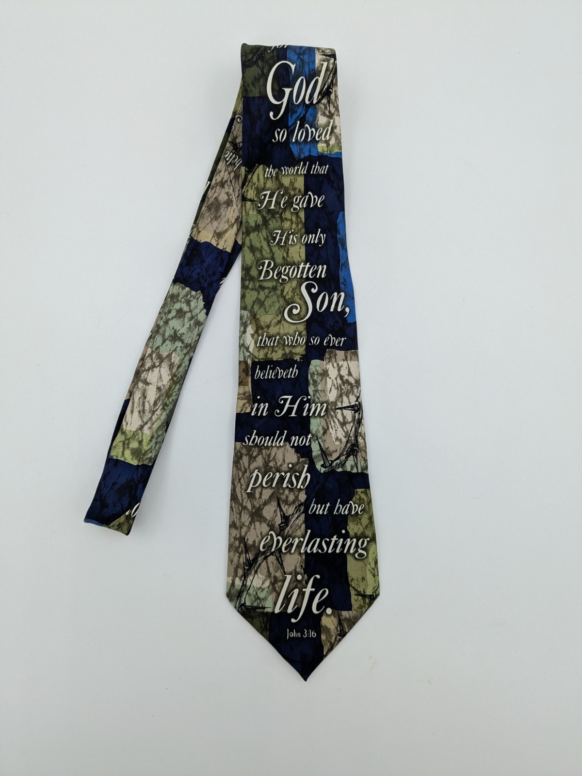 Vintage EAGLE NECKWARE Bible Verse Necktie John 3:16 … - Gem