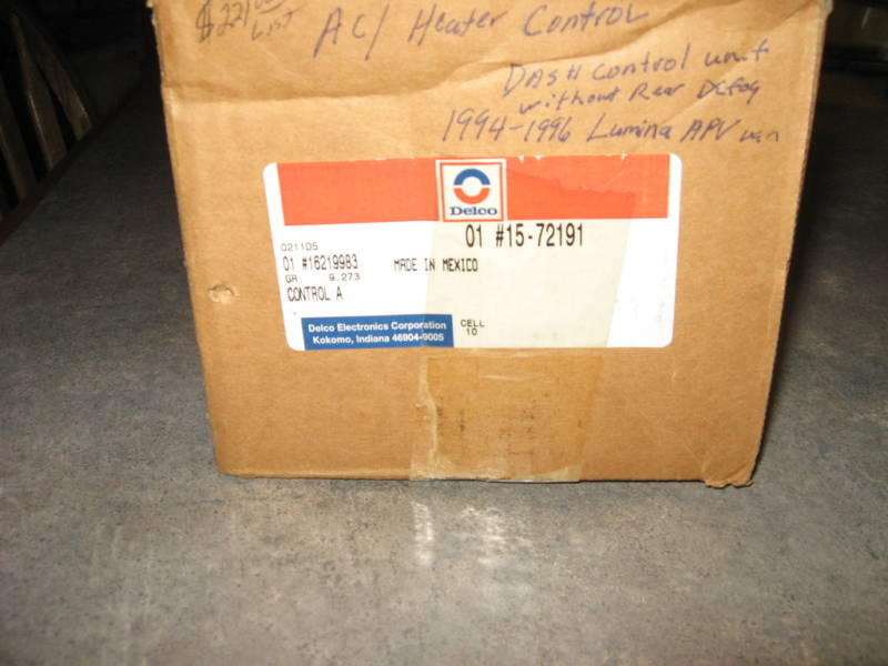 General Motors 16219983 AC DELCO 15-72191 A/C HEATER CONTROL 94-96 ...