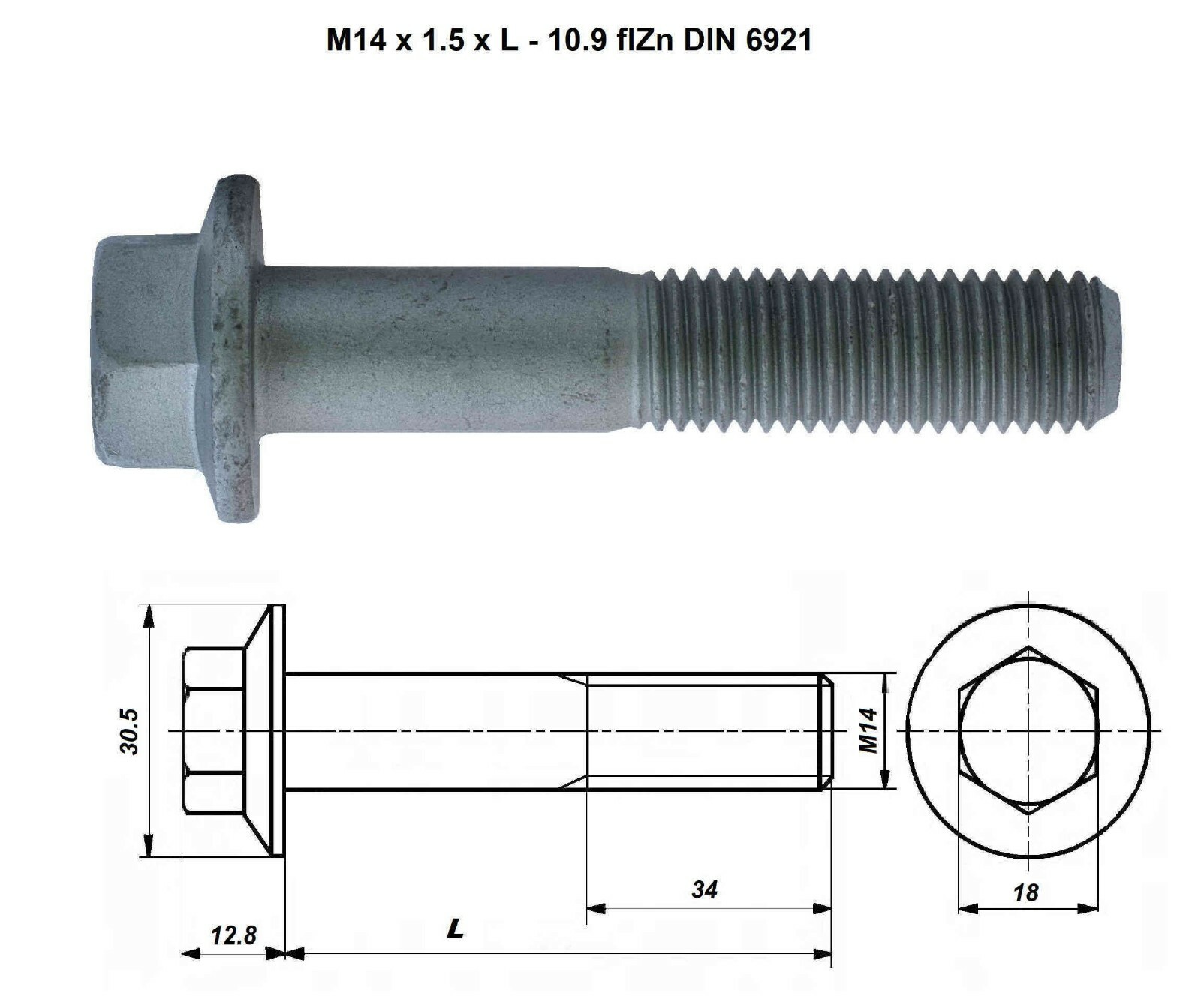 M14 x 1.5 METRIC FINE FLANGED HEX HEAD BOLTS AND / OR NUTS 10.9 GEOMET ...