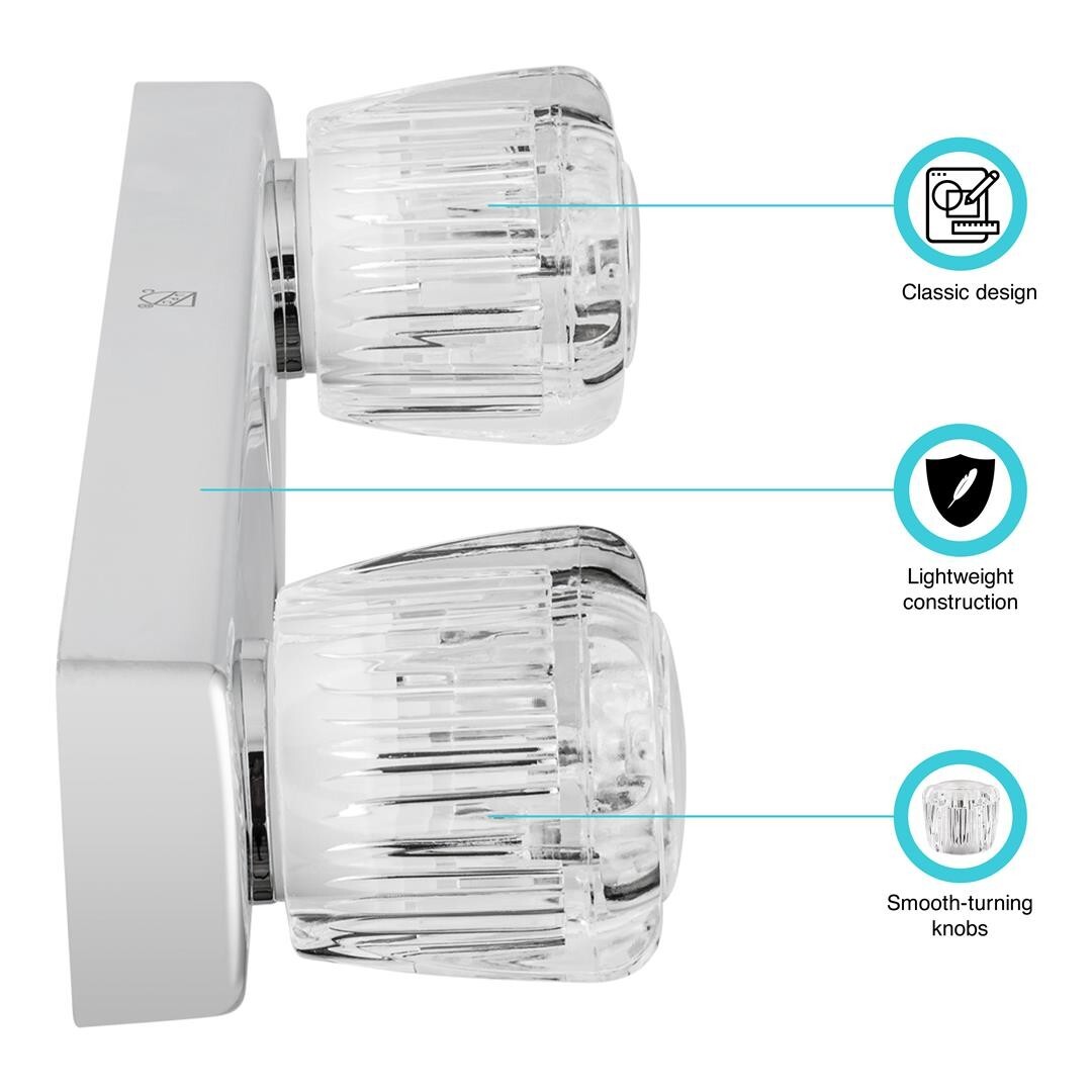 Dura Chrome Polished Shower Control Valve with Crystal Acrylic Knobs ...
