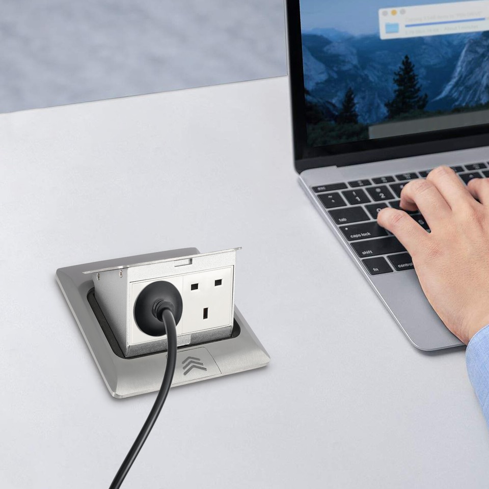 Pull Pop Up 2 Socket Office Kitchen Worktop Socket Waterproof Floor ...