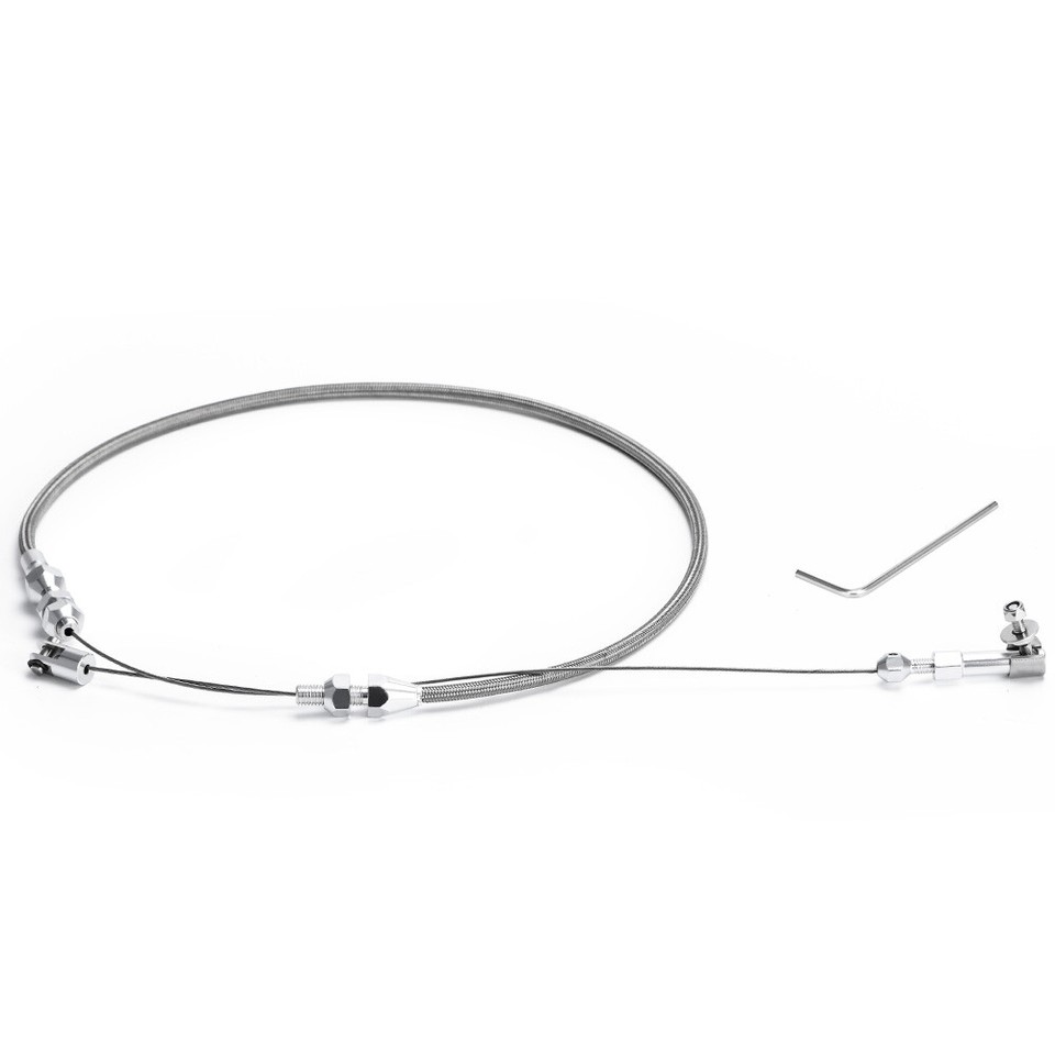 24" Braided Throttle Gas Cable Kit Swap Fuel Line Kit Stainless Steel ...