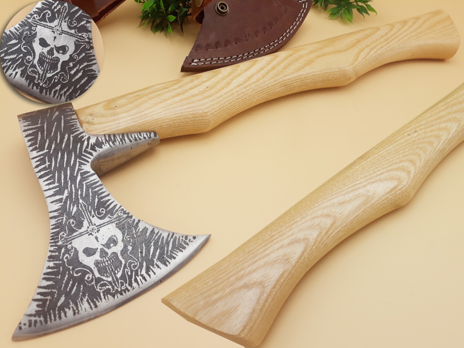 D2 CUSTOM HATCHET TOMAHAWK VIKING CAMP HUNTING THROWING HIKING AXE GRIP ...