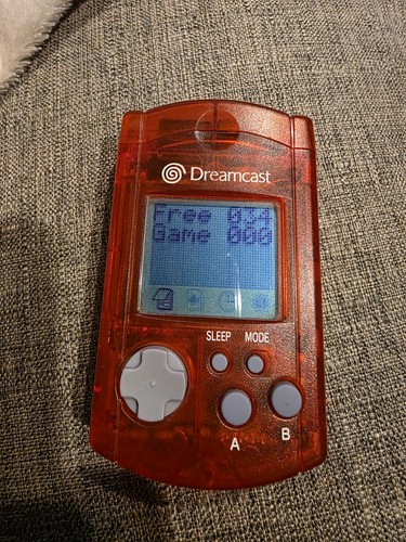 Sega Dreamcast VMU Visual Memory Unit Clear Red HKT-7000 w/Cover Tested ...