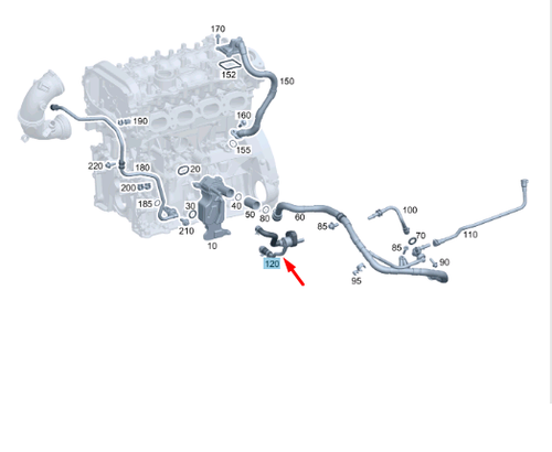 MERCEDES-BENZ C W205 Engine Breathing Vent Pipe Line A2740187201 NEW ...