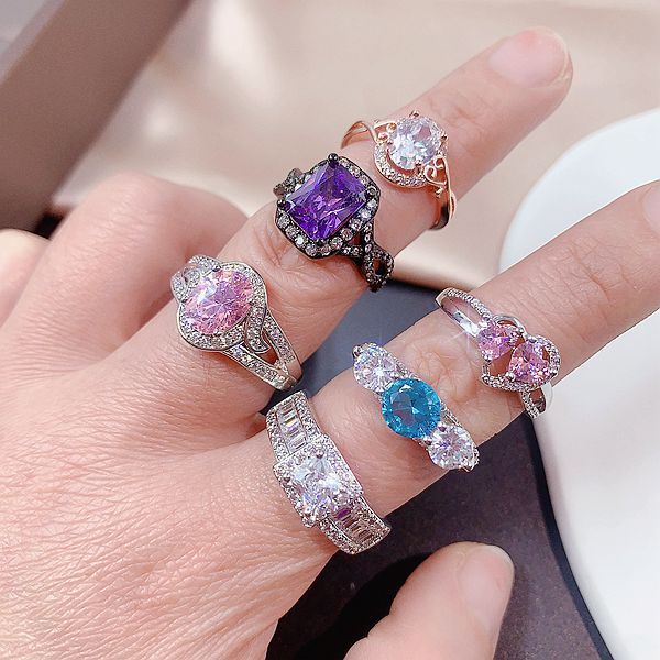 5-100PCS Wholesale Colorful Rings Mixed Rings Bulk Gemstones Crystal ...