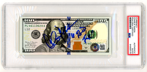 CHARLIE SHEEN Signed Original $100 Bill Wall Street "Bud Fox" Quote PSA ...