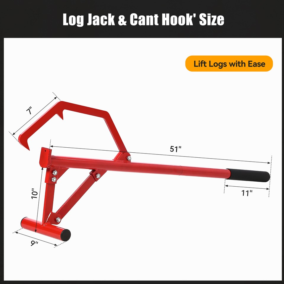 51'' Log Peavy Cant Hook Log Roller Forestry Tool Rubber Grip Log ...