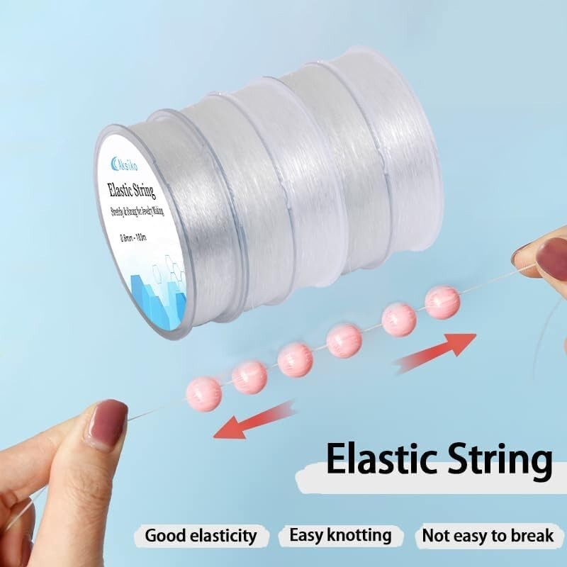 Elastic Bracelet String Cord, 0.8mm 328ft Crystal Stretch Bead String ...