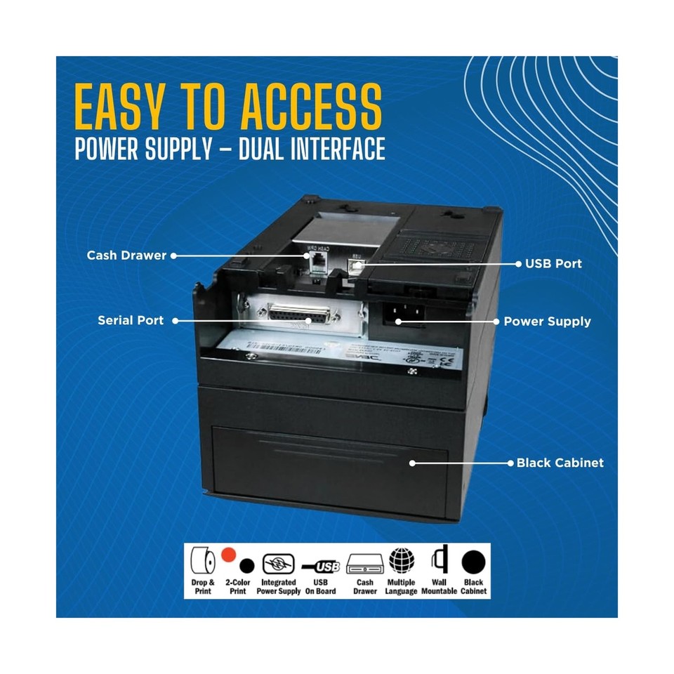 SNBC BTP-M300D Impact USB and Serial Port POS Receipt Printer Black ...