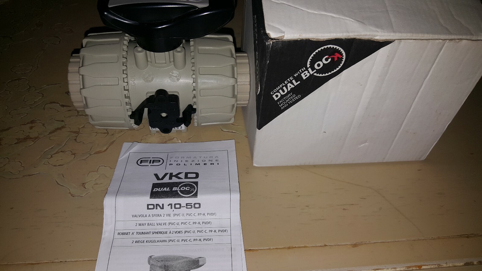 NEW FIP Dn10-50 VDK DUAL BLOCK 2-WAY BALL VALVE 1" Duel Block Lock PVC ...