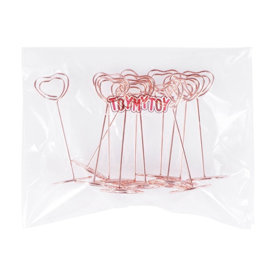 TOYMYTOY 12 Pcs Rose Gold Heart Shape Photo Holder Stands Table Number ...