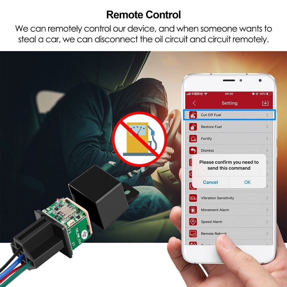 GPS Tracker Relay Real Time 4G Locator Anti-Theft Hidden Car GPS Relay ...