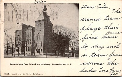 Canandaigua Free School & Academy Canandaigua NY 1904 Postcard D7 | eBay