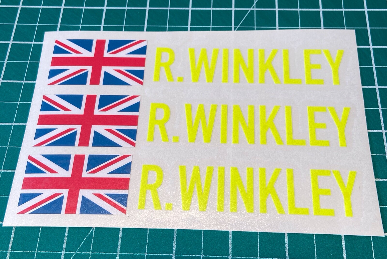 3 X Flouro Yellow Driver Name Stickers - Race Car Motorsport Track day ...