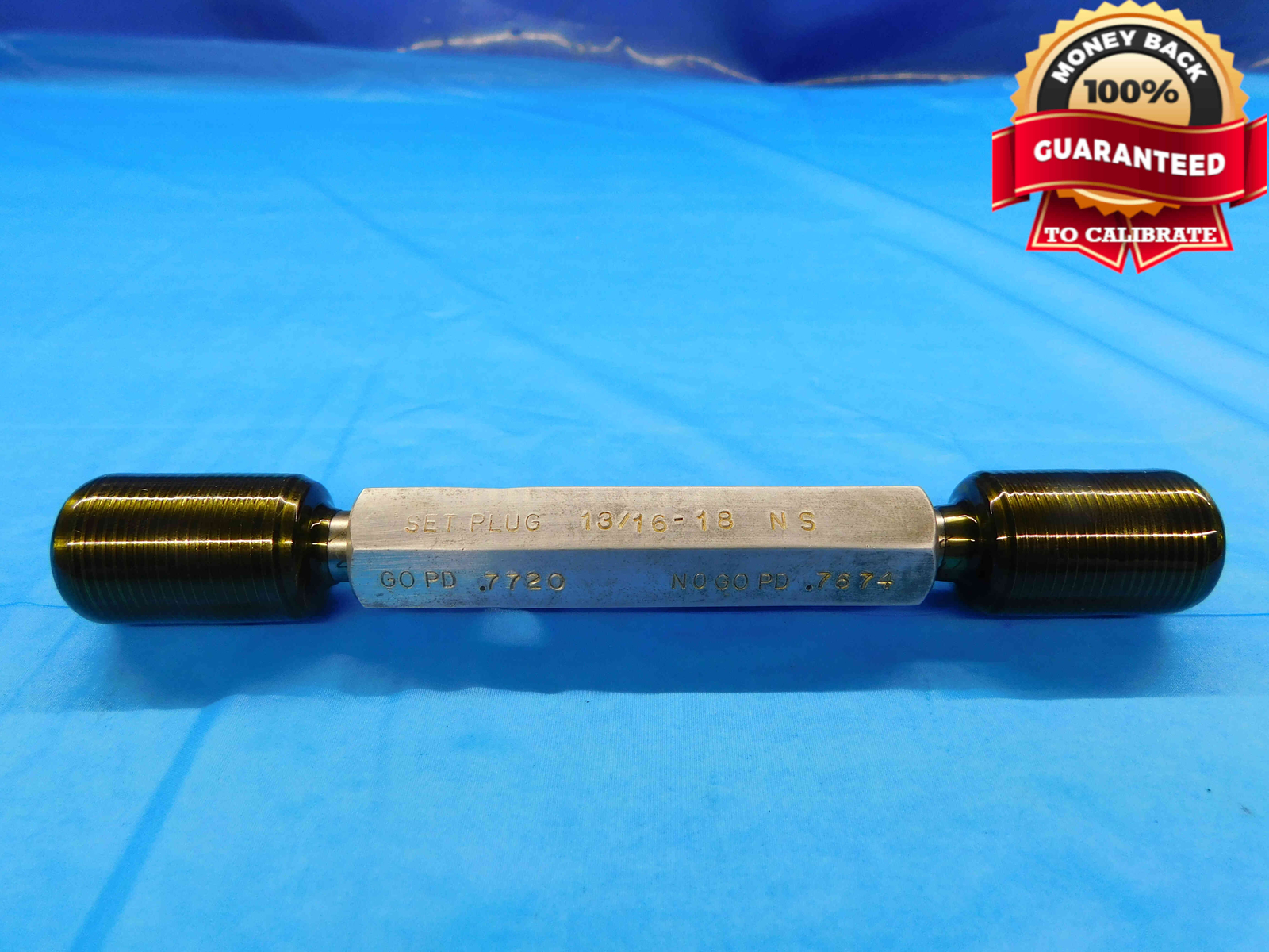13/16 18 NS SET THREAD PLUG GAGE .8125 GO NO GO P.D.'S = .7720 & .7674 ...